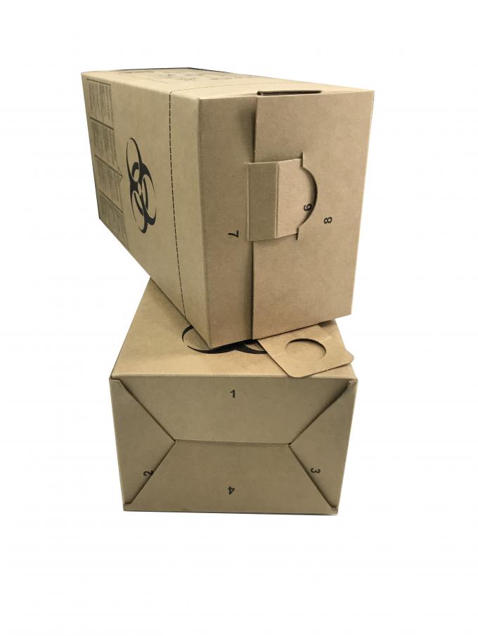 5L Portable Sharps Container , Custom Logo Sharps Box Disposal Kraft Cardboard Material