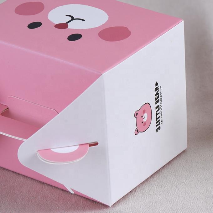 CMYK 4 Color Printing Cardboard Cake Boxes Packaging With Handle