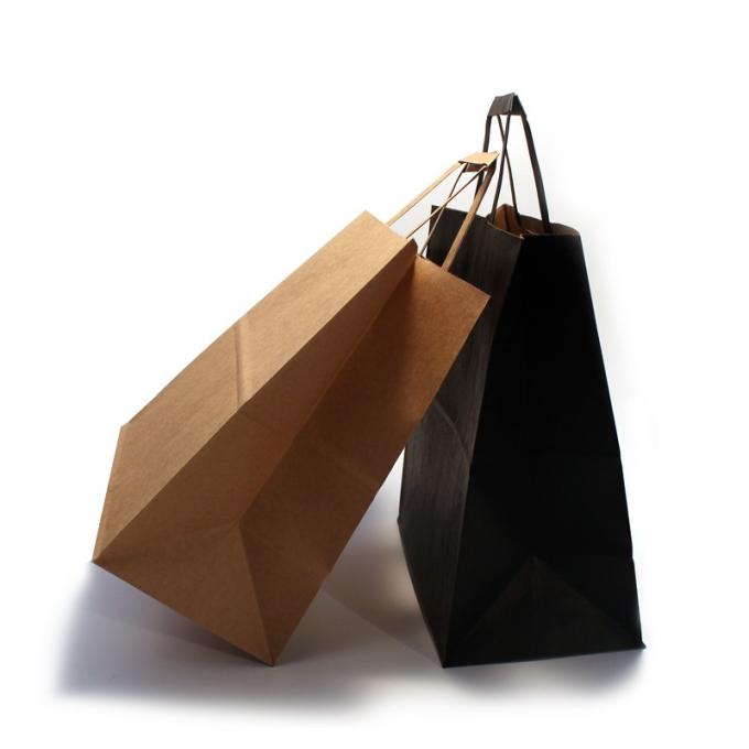 Biodegradable Kraft Paper Bag With Handles Embossing / Stamping ...