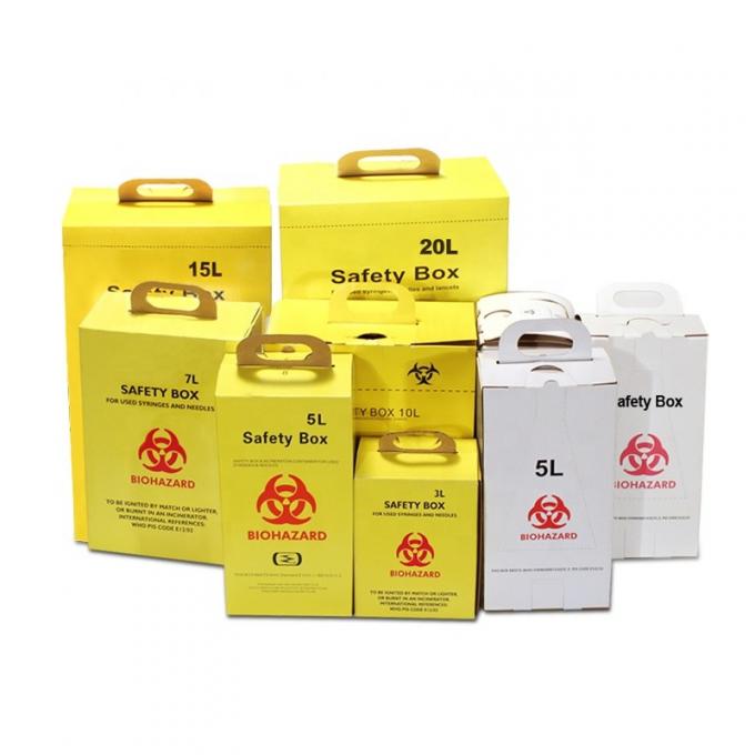 5L 7L Biodegradable Biohazard Sharps Container Yellow Color For Hospital